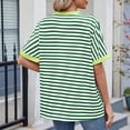 BByeadc Summer Shirt for Womens Striped T Shirts Contrast Trim Cuffed ...