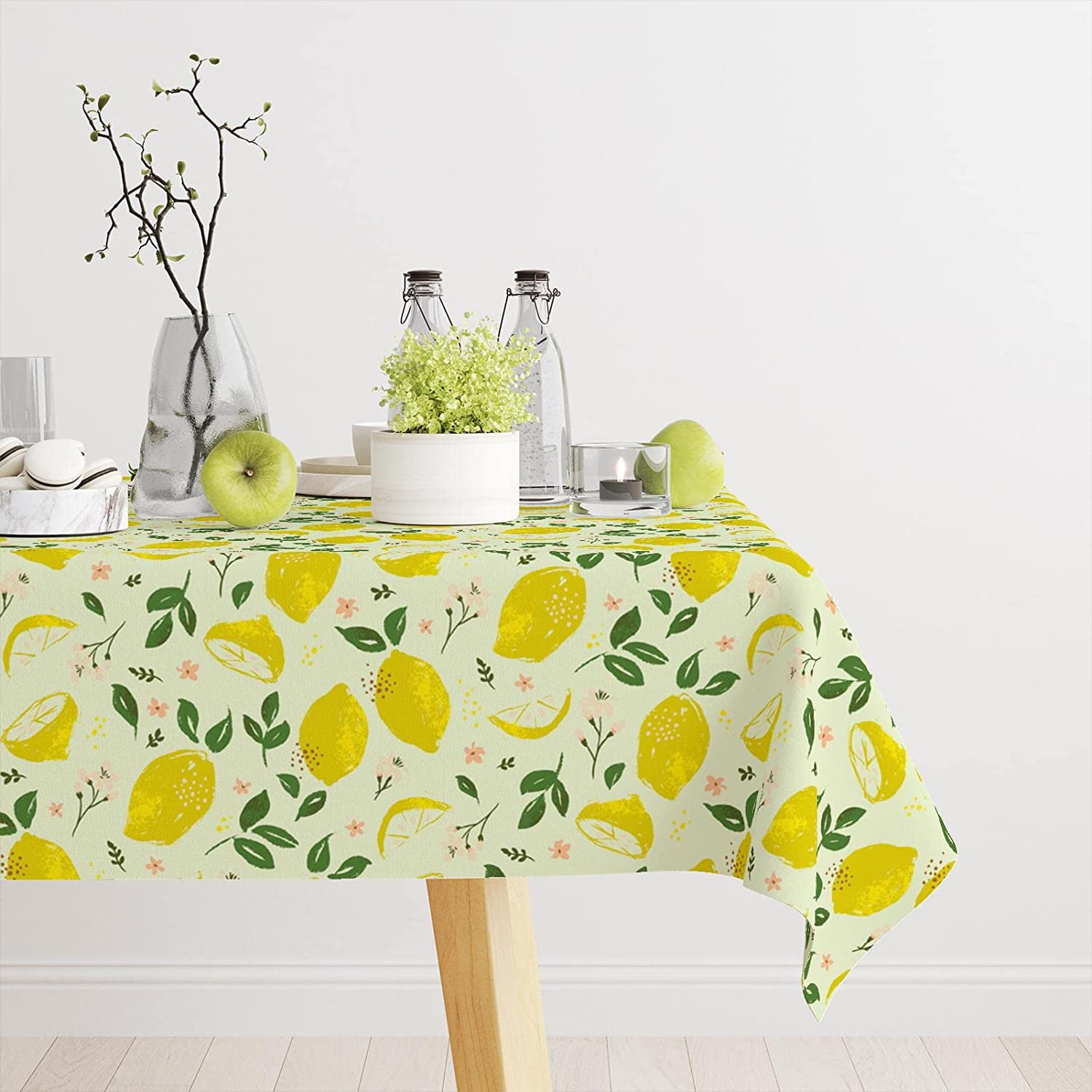 Lemon Table Cloth Yellow Lemons Green Leaves Cute Cartoon Fruit ...