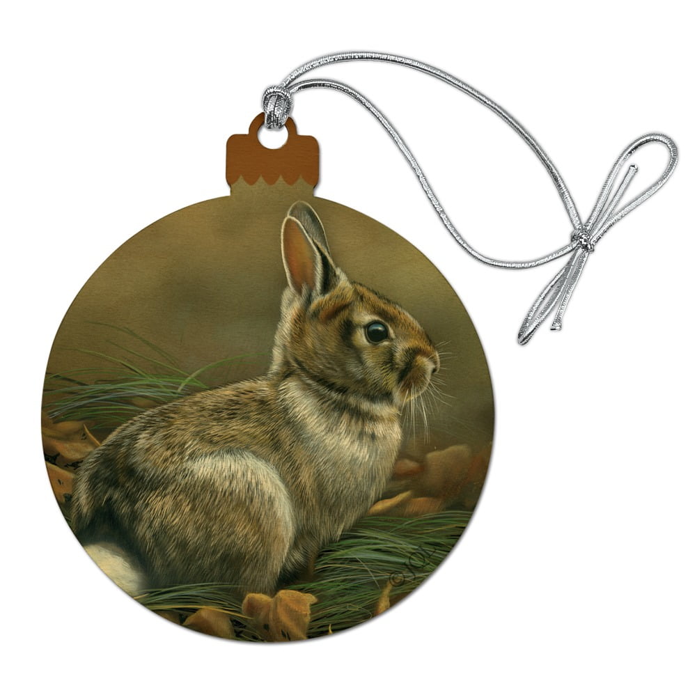 Cottontail Rabbit Bunny Wood Christmas Tree Holiday Ornament - Walmart.com