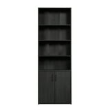 Mainstays Traditional 5 Shelf Bookcase with Doors, Black Finish ...