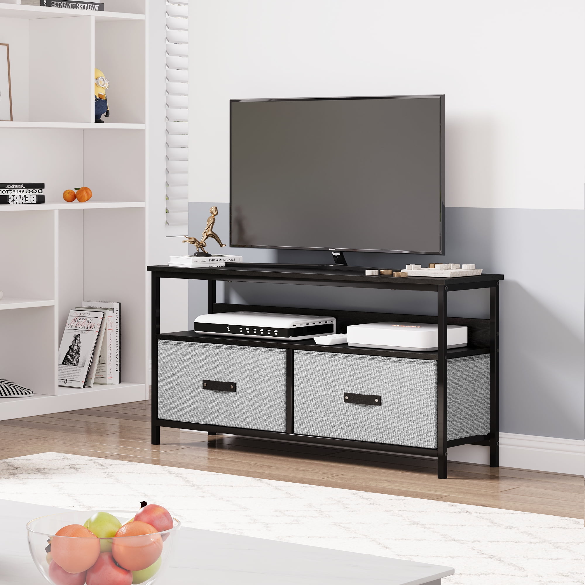 Dresser TV Stand 3 Drawers 55 Inch TV Stand for Bedroom Small TV Stand Dresser with Drawers and Shelves TV Media Console Table Furniture