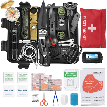 Ozark Trail 17 PC Outdoor Survival Deluxe Kit with Flashlight, Knife ...