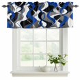 Blue Grey Stripes 2 Panels Kitchen Valance, Abstract Line Geometric ...