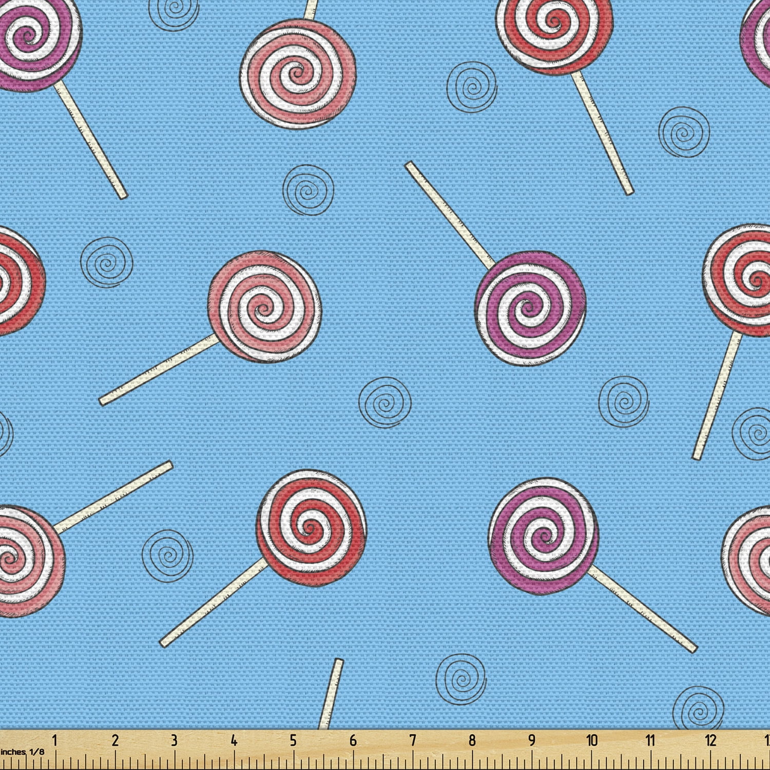 Candy Sofa Upholstery Fabric by the Yard, Swirl Motif Tasty Lollipops ...