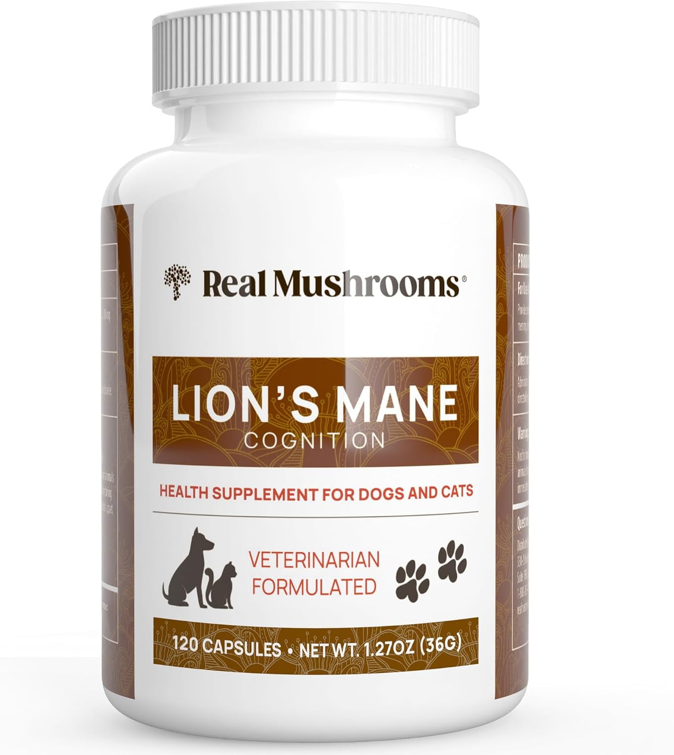 Real Mushrooms Lion's Mane 300mg Para Perros Y Gatos 120caps | Bodega ...