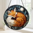 Cuddle Fox Pair Stained Glass Style Suncatcher Window Hanging, Woodland ...