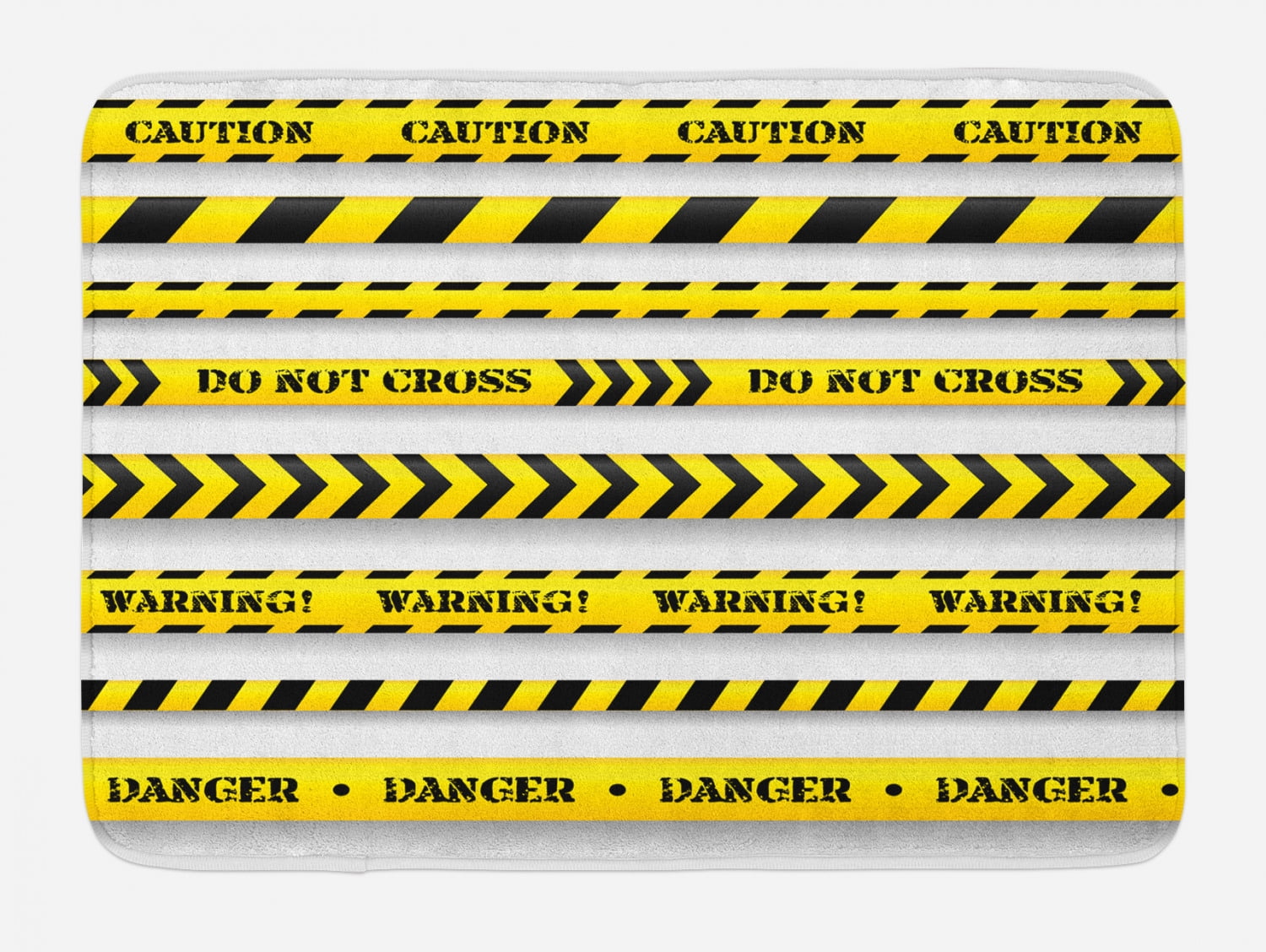 Yellow Bath Mat, Cautionary Tapes Arrangement Danger Warning Expressing ...