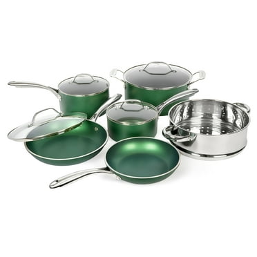 Tasty Cast Aluminum Cookware Set with Smart Heat Base, Dishwasher Safe ...