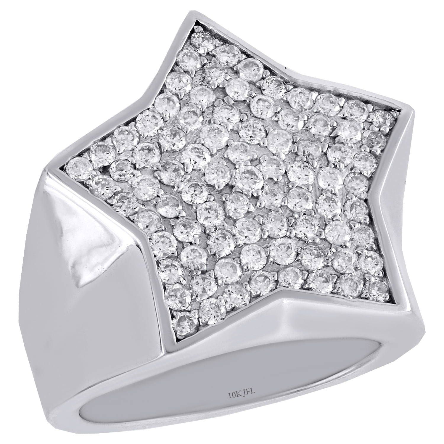 JFL Diamonds & Timepieces - 10K White Gold Round Diamond Star Shape ...