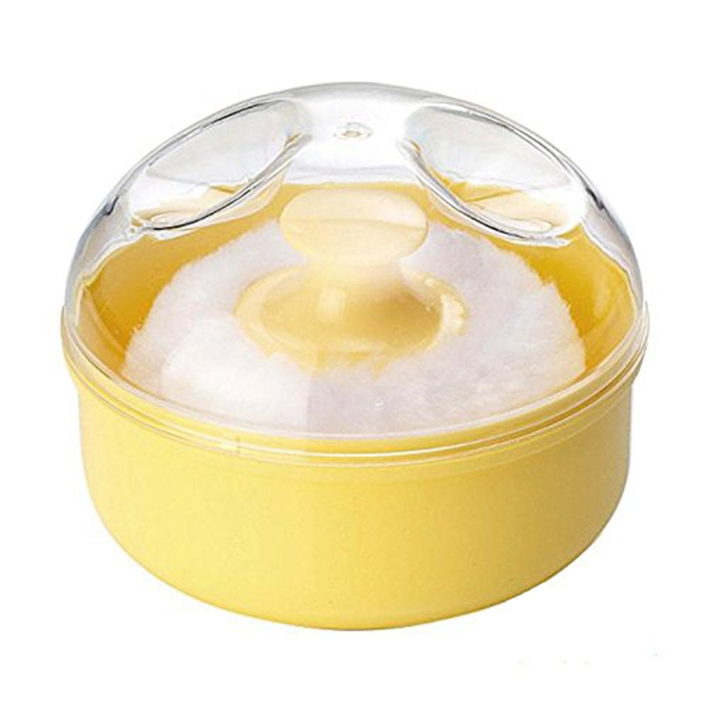 1Pc Body Cosmetic Powder Puff Kit Sponge Box Case Container(Yellow ...