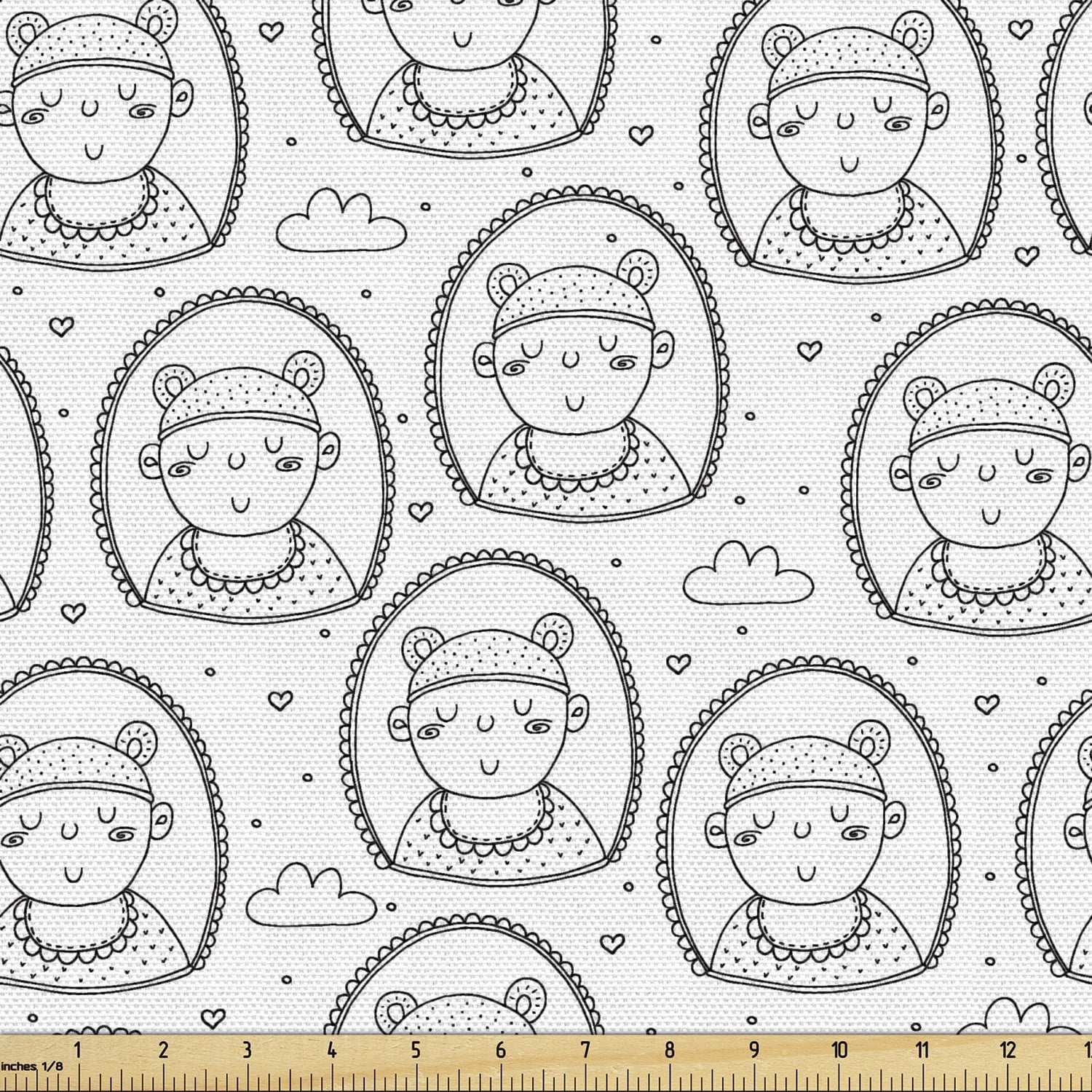 Funny Upholstery Fabric by the Yard, Capped Portrait Patterns with ...