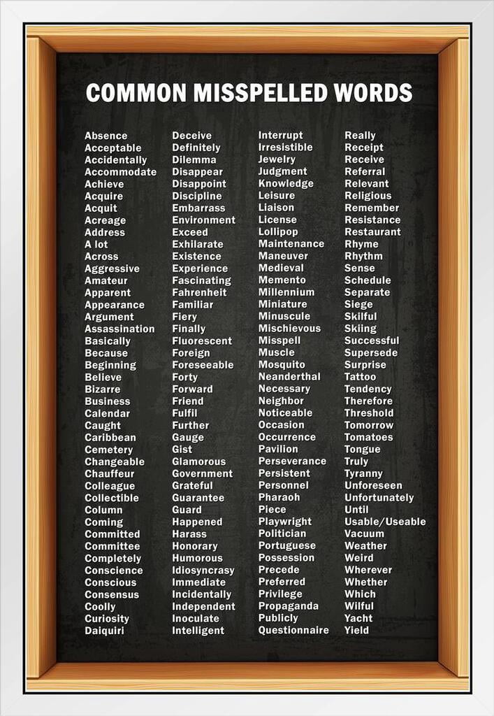 Common Misspelled Words Classroom Spelling Chart Poster Writing ...