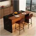 63 Inch LED Kitchen Island with Marble Top & 2 Bar Stools, Modern Grill ...