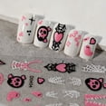 6pcs Halloween Nail Art Sticker Set - 3D Pink Glitter, Shimmering ...