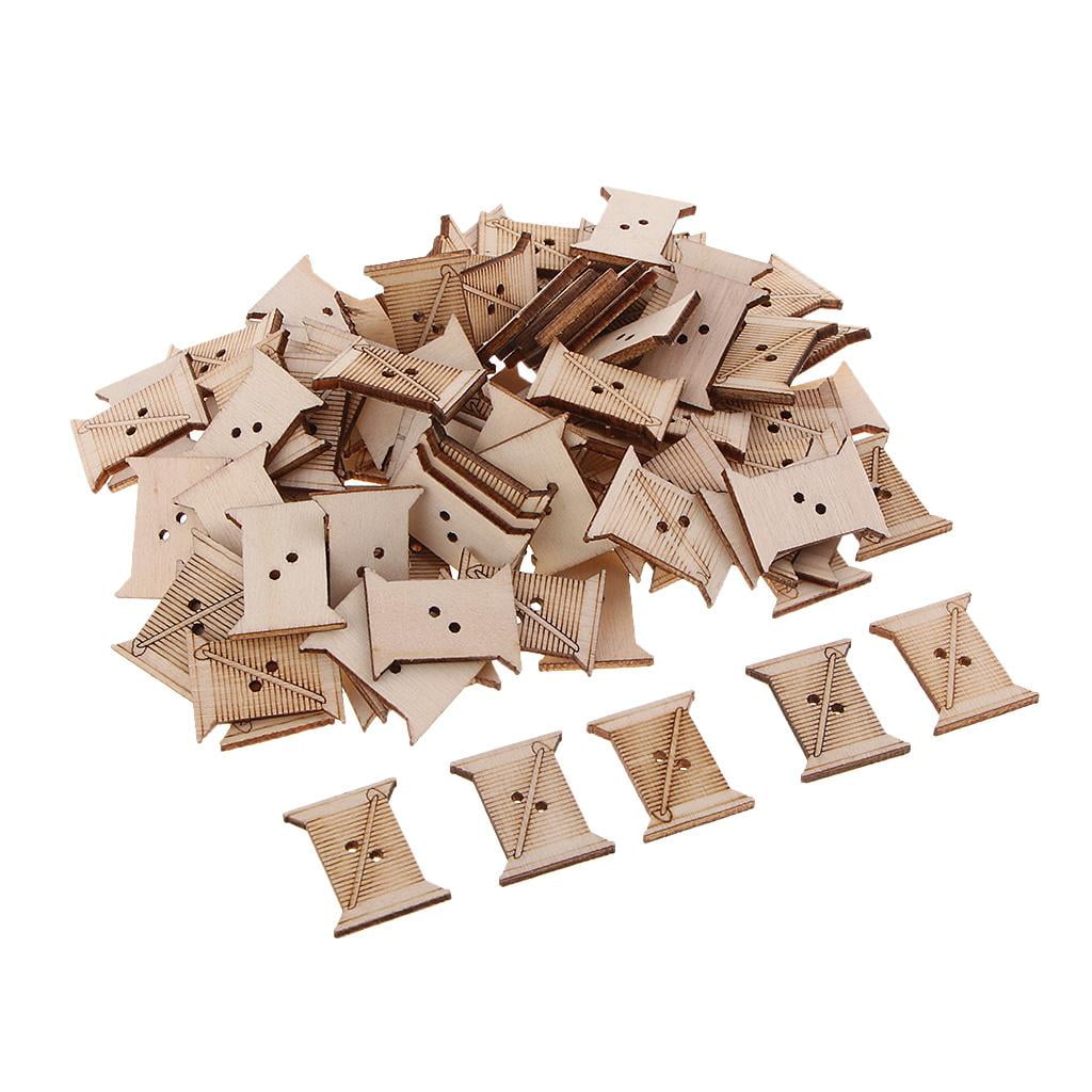 Pack Of 100 2 Holes Wooden Multi-patterns Buttons Sewing Fasteners For ...