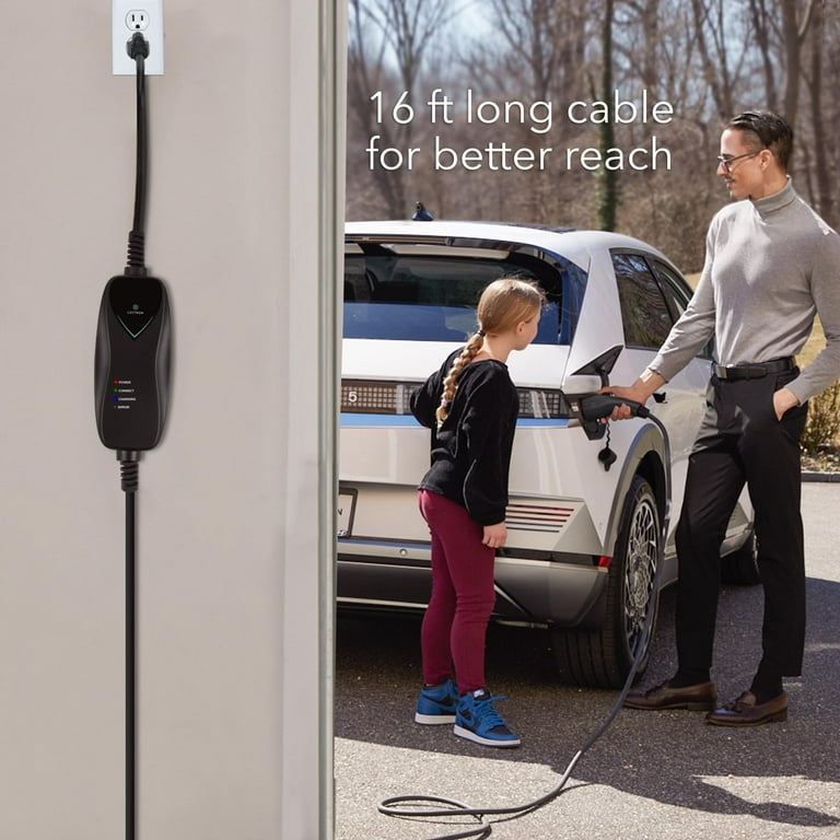 Lectron Level 1 EV Charger ETL Certified 110V 15 Amp 16 ft Extension Cord J1772 Cable Portable Electric Car Charger for J1772 EVs with NEMA 5 15 Plug Walmart