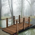 5 FT Wooden Garden Bridge, Stained Wood Arc Footbridge with Railings ...