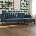 Novogratz Brittany Sectional Futon Sofa, Blue Linen - Walmart.com