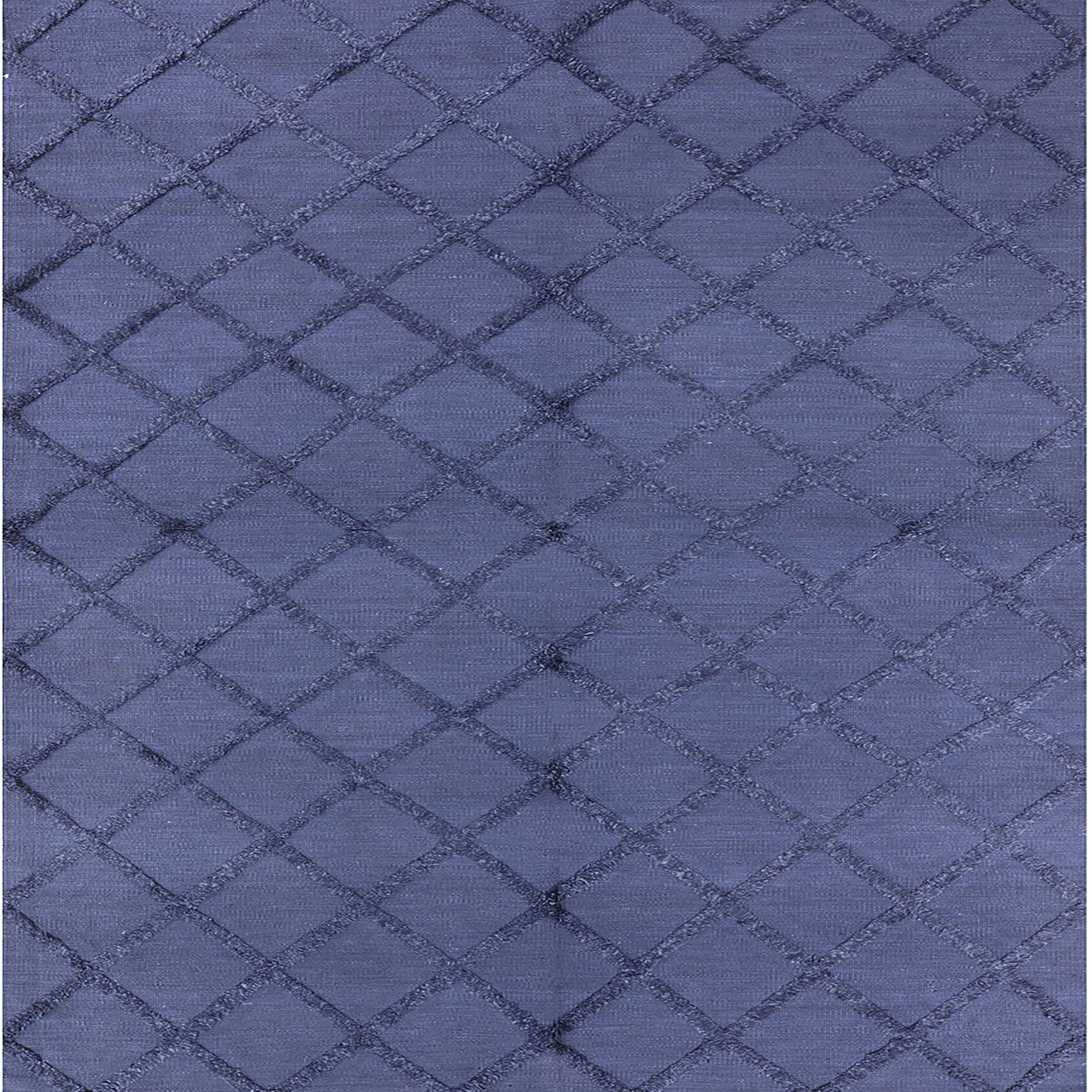 Ahgly Company Indoor Square Mid-Century Modern Slate Blue Trellis Area ...