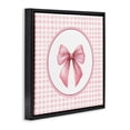 Stupell Industries Pink Bow with Circular Gingham Black Framed Floater ...