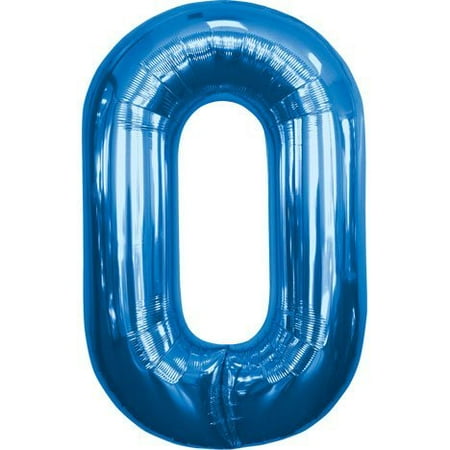 Number 0 - Blue Helium Foil Balloon - 34 inch - Walmart.com