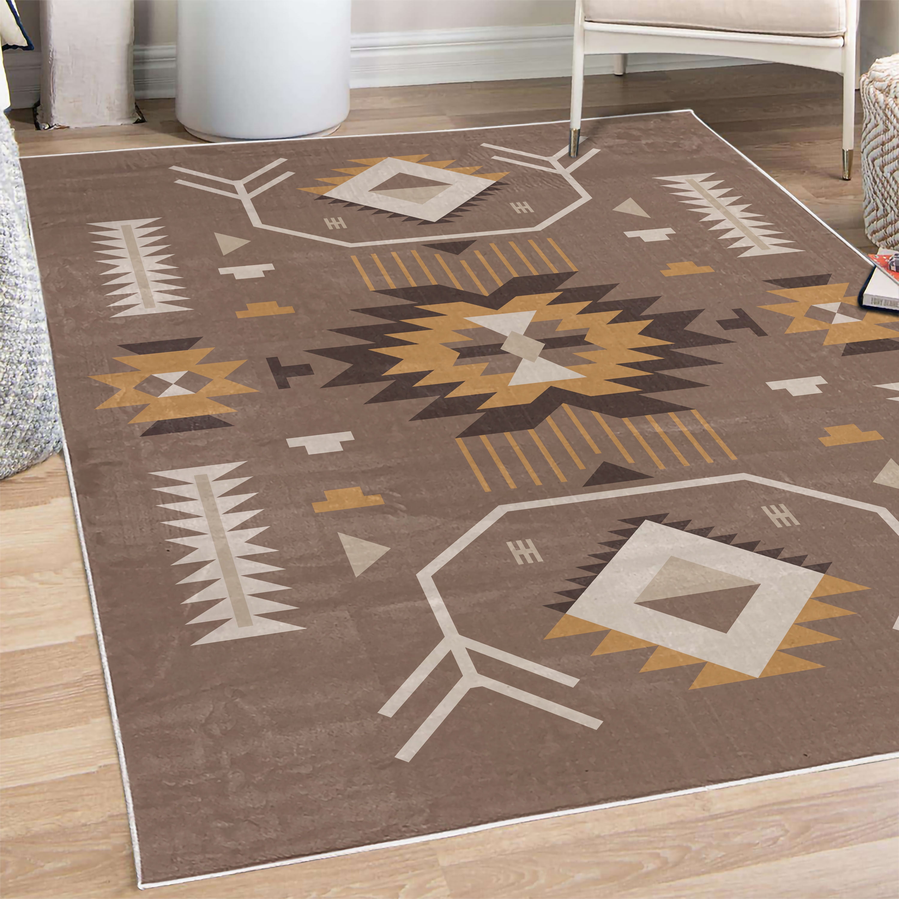 Southwestern Decorative Rug, Ethnic Illustration of a Zigzags Design ...