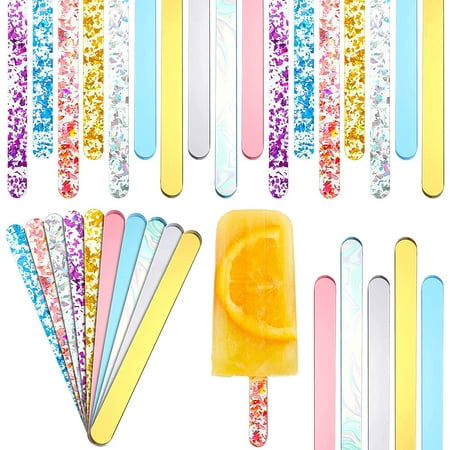 80 Pieces Acrylic Cakesicle Popsicle Sticks Reusable Ice Cream Sticks ...