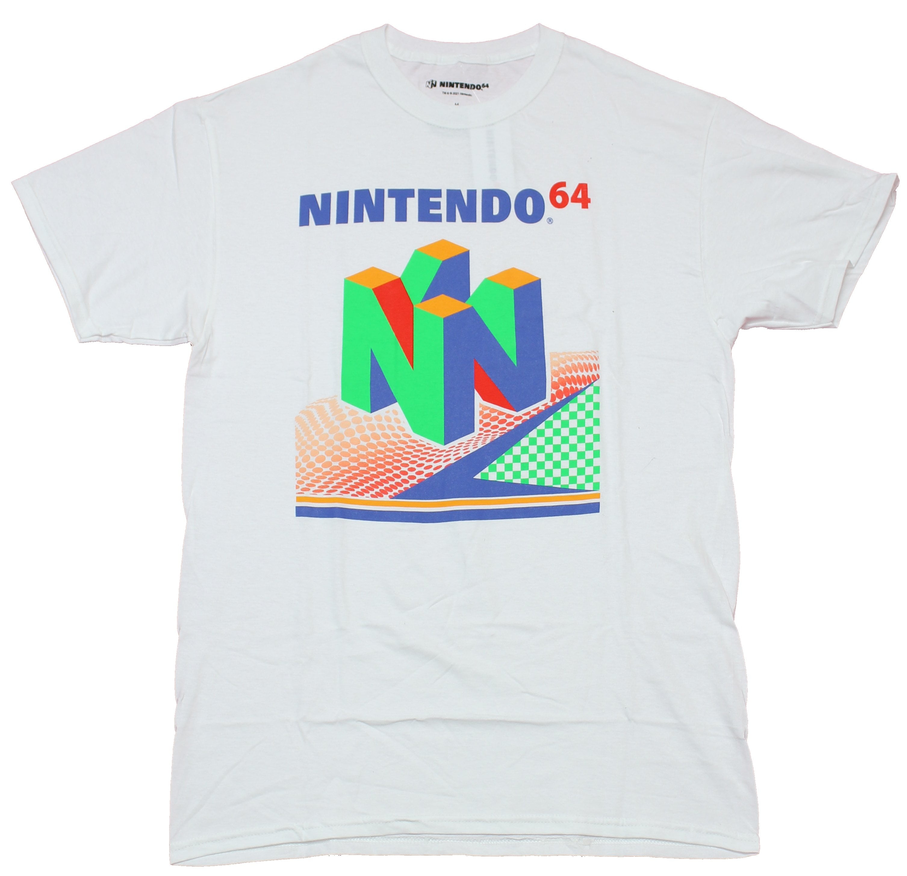 Nintendo 64 Mens T-Shirt - Classic N64 Logo Over Red Green Checkered ...