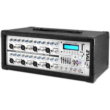 Pyle 8-Channel Microphone System Powered Mixer - 800 Watts Power Peak ...