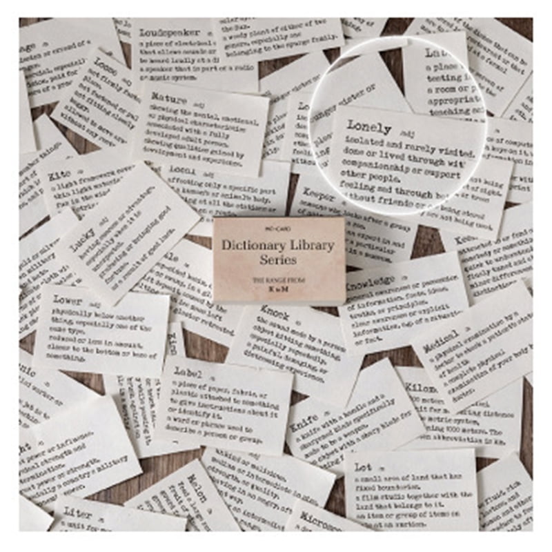 Set of 100 Word Memo Dictionary Library Label Retro Font Portable ...