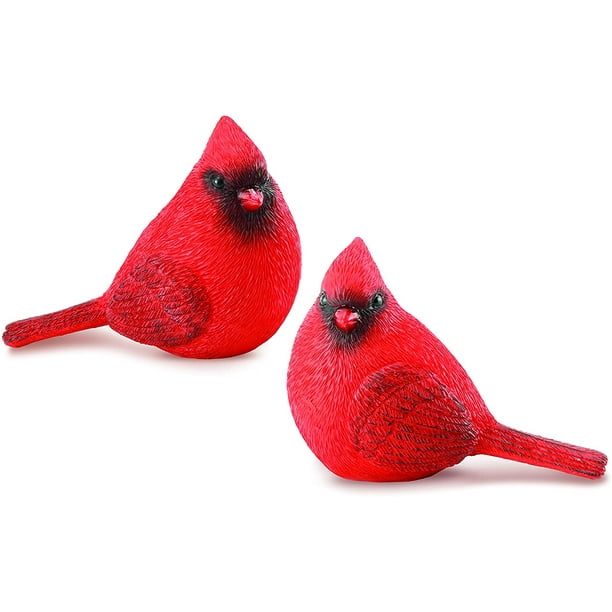 Darware Cardinal Figurines (Set of 2); Resin Red Bird Statue Figures ...