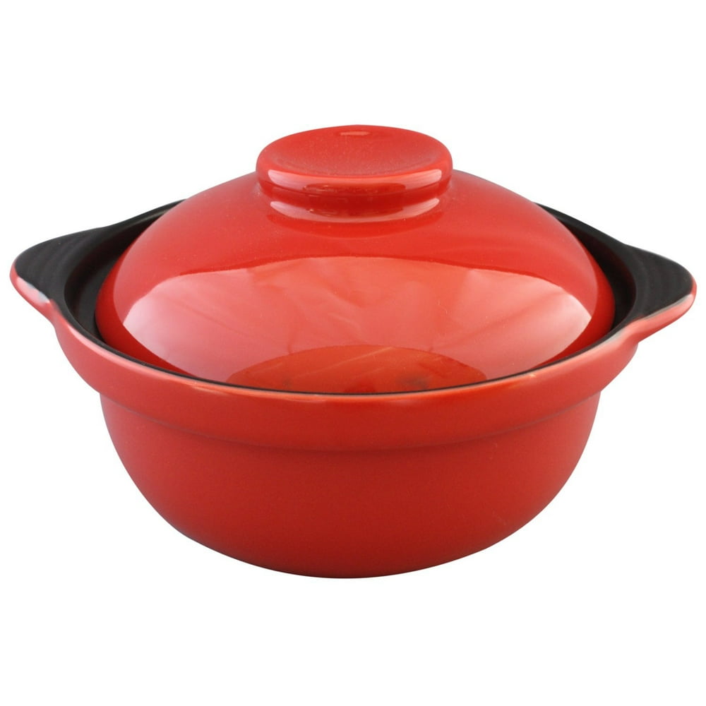 M.V. Trading 303072 Earthen Donabe Casserole Clay Pot With Lid, 1.1 ...