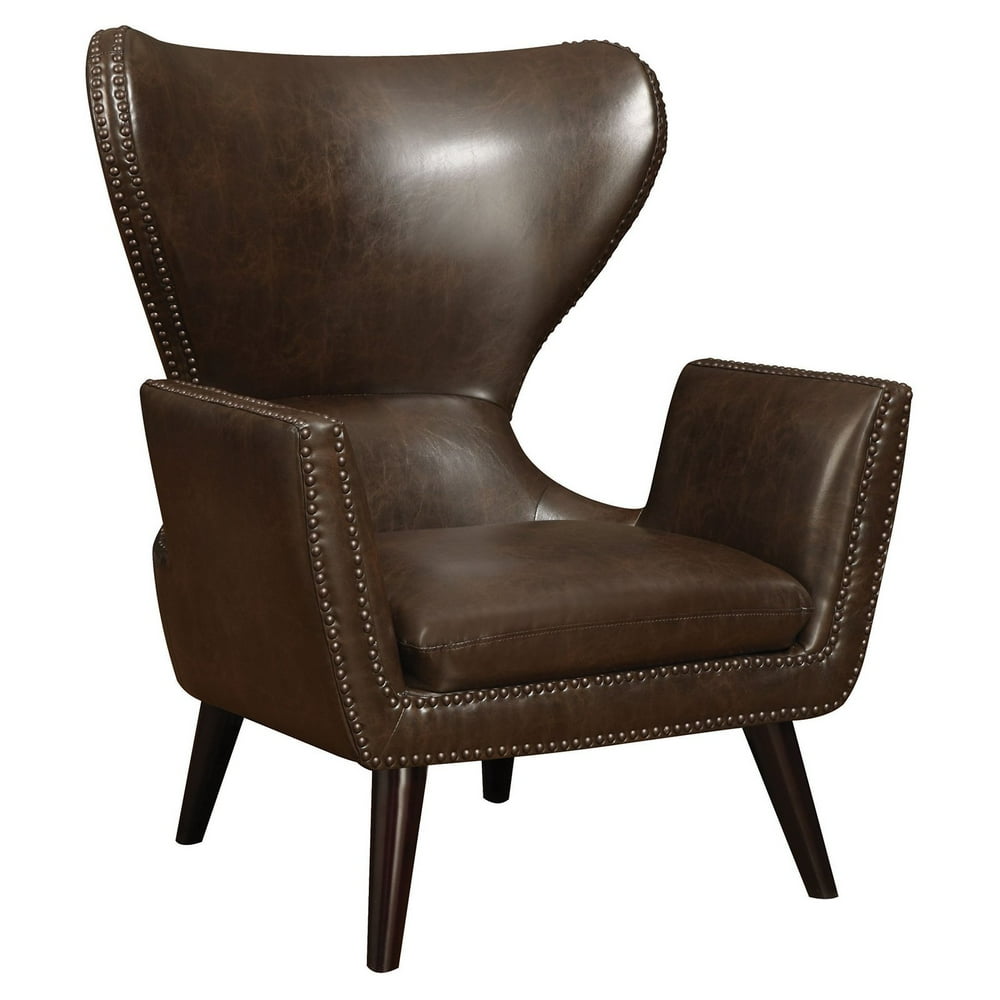 Coaster Traditional Leatherette Accent Chair, Brown - Walmart.com ...