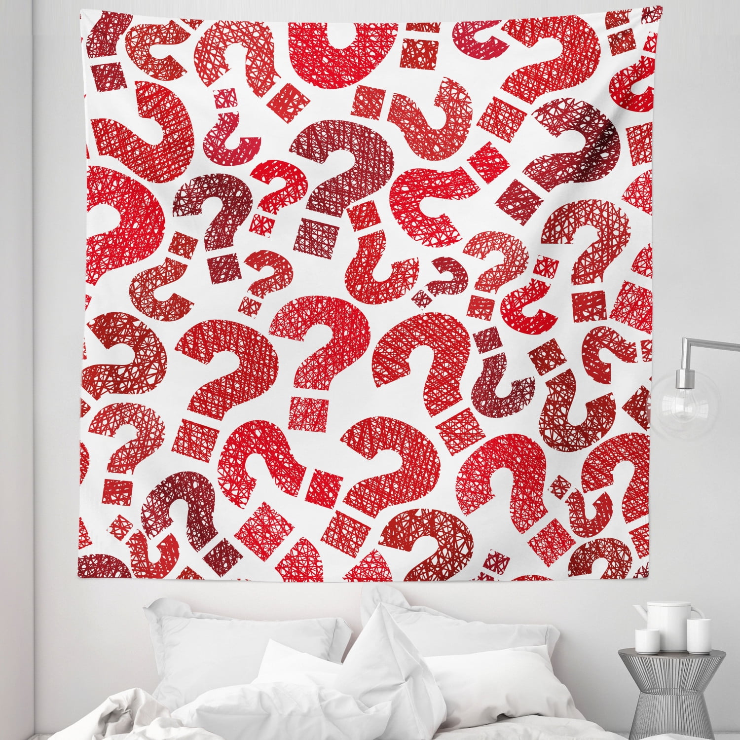Sketchy Tapestry, Question Marks Pattern Sketch Hand Drawn Creative ...