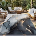 Abstract Marble Outdoor Rug, Black Gradient Gold Crack Texture Art Non ...