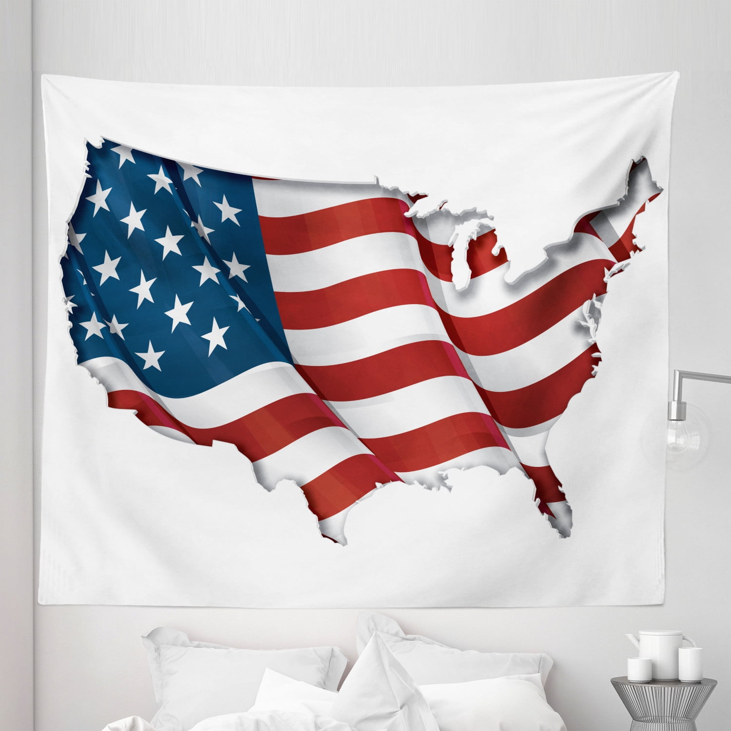 American Tapestry, Patriotic Image with Waving United States Flag Stars ...
