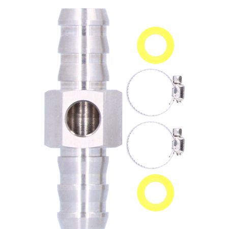 QIILU 1/2in Fuel Line T‑Fitting 1/8‑27 NPT Port Fuel Pressure Gauge ...