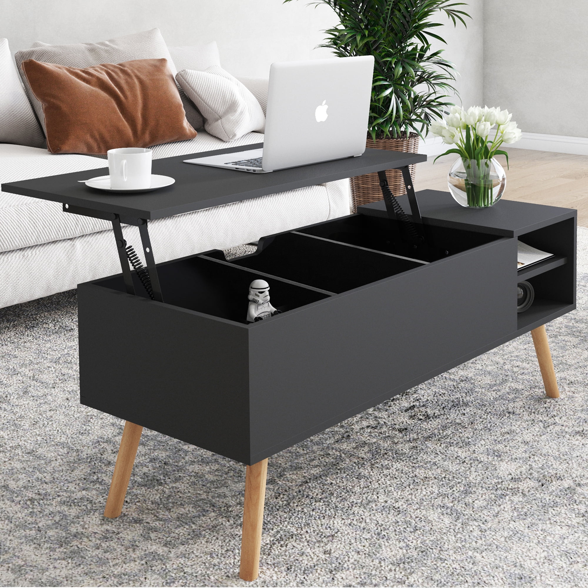 UWR-Nite Wood Lift Top Coffee Table with Hidden Compartment and ...