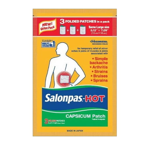 Salonpas Hot Capsicum Pain Relief Patches, 3 Ea, 6 Pack - Walmart.com