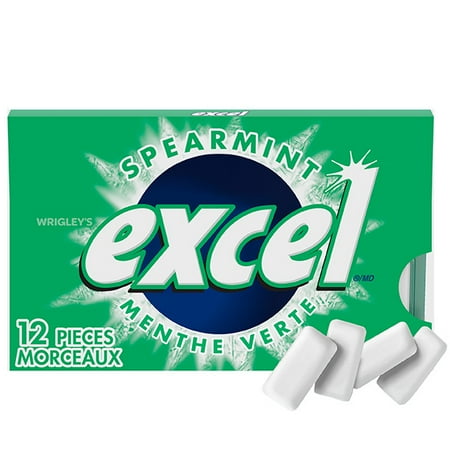 EXCEL, Spearmint Flavoured Sugar Free Chewing Gum, 12 Pieces, 1 Pack, 1 ...