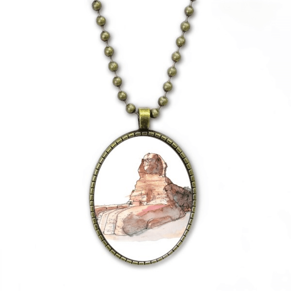 Great Sphinx of Giza in Egypt Necklace Vintage Chain Bead Pendant ...