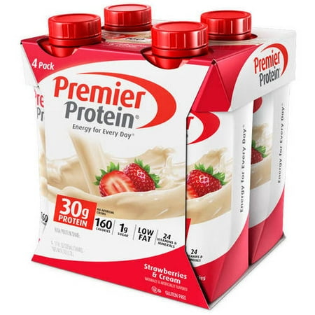 Premier Protein Strawberries & Cream High Protein Shake, 11 fl oz, 4 ...