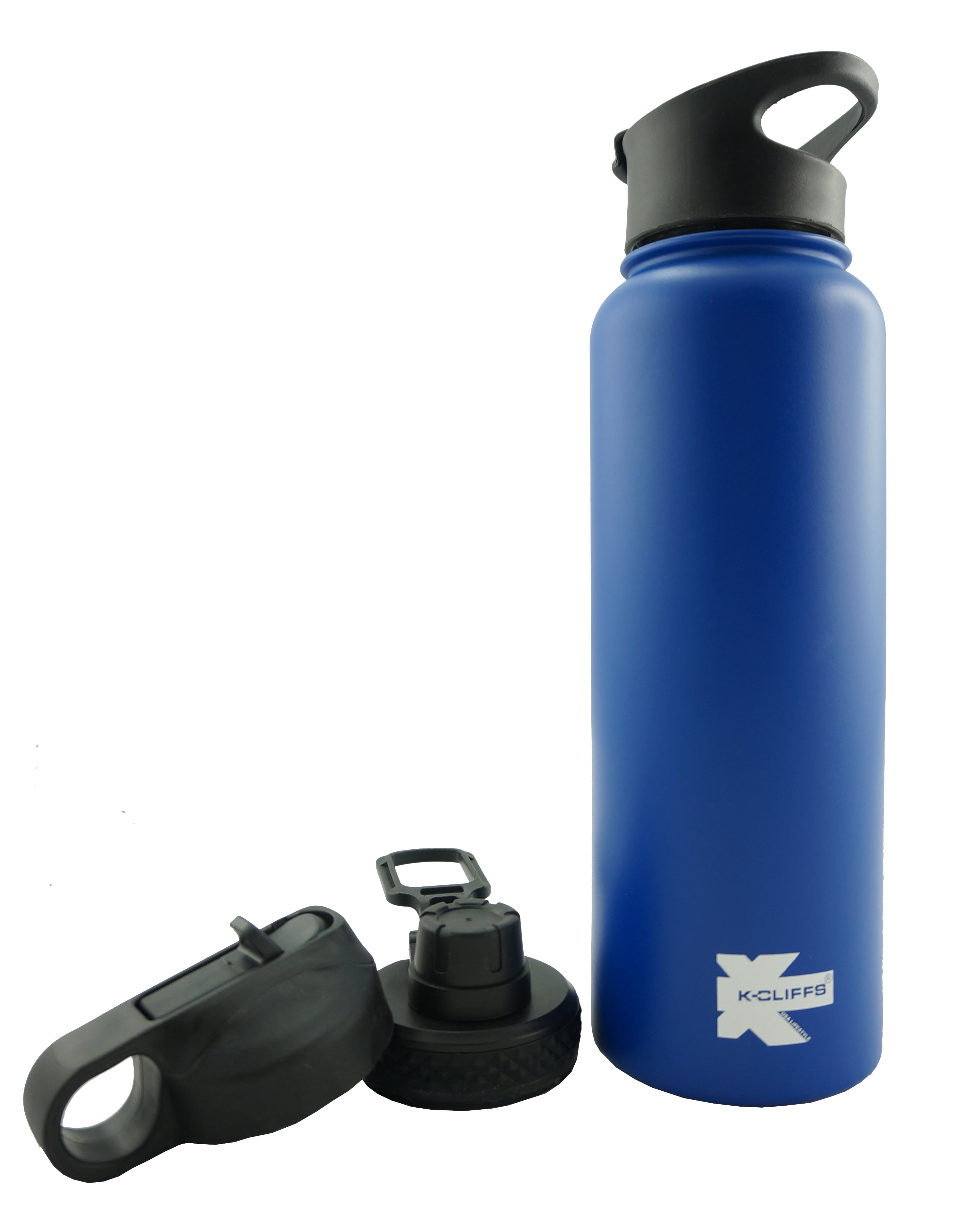 Double Wall Sports Bottle Flask Stainless Steel BPA Free 3 Lids Straw ...