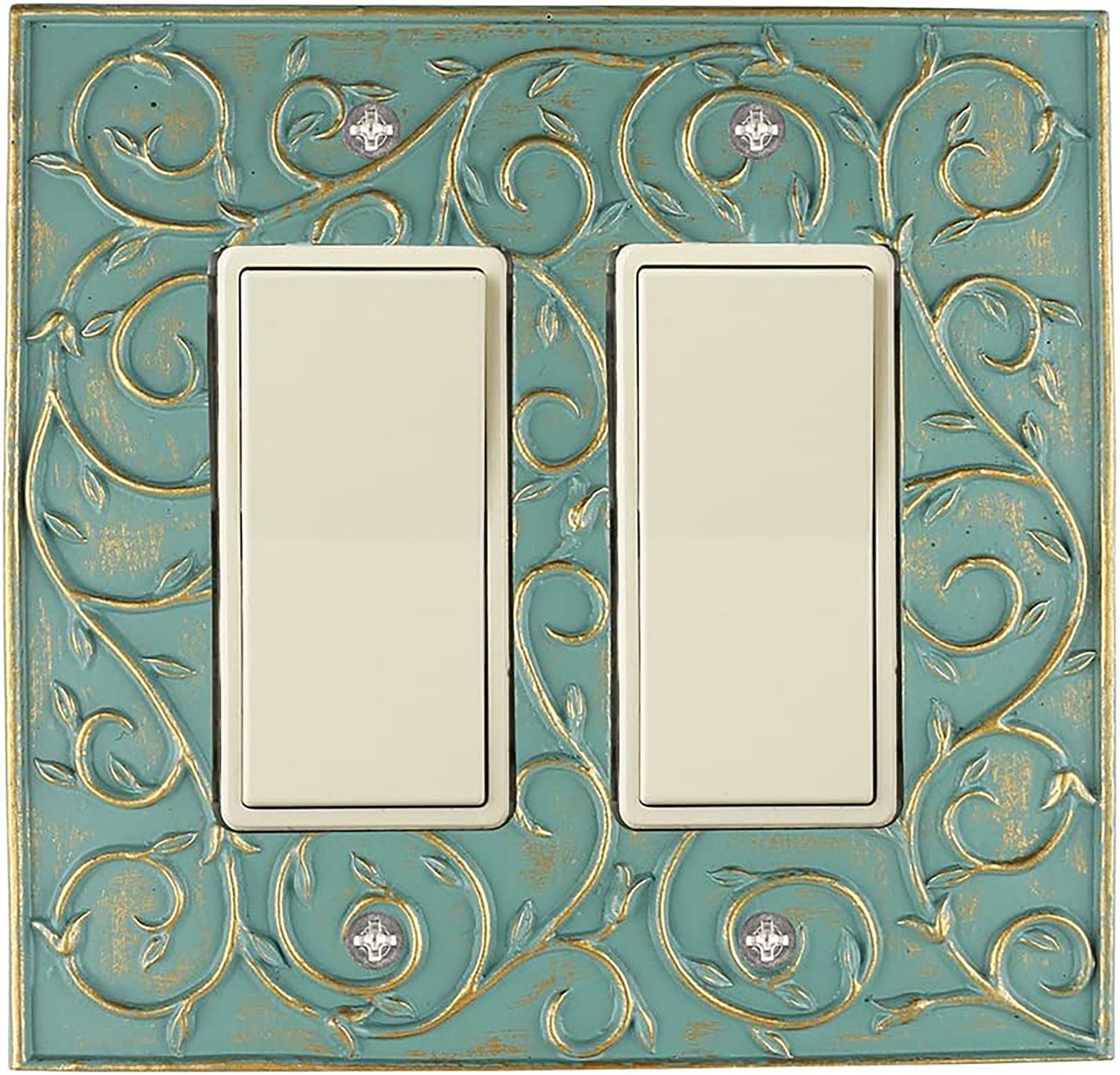 Meriville French Scroll 2 Rocker Wallplate, Double Switch Electrical ...