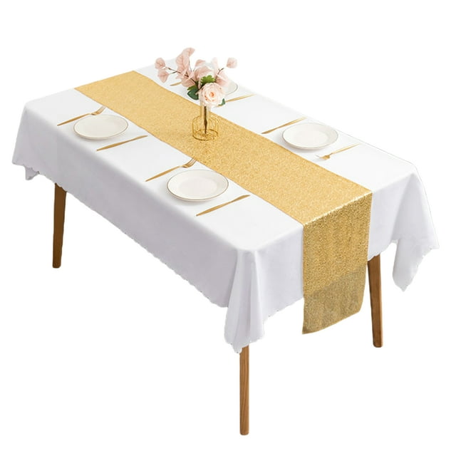 SAYOO Solid Color Table-runner with Shiny Sequins, Rectangular Shaped ...