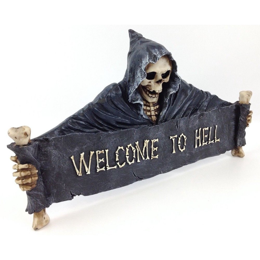 Welcom to Hell 18" Grim Reaper Skeleton Plaque Sign - Walmart.com ...
