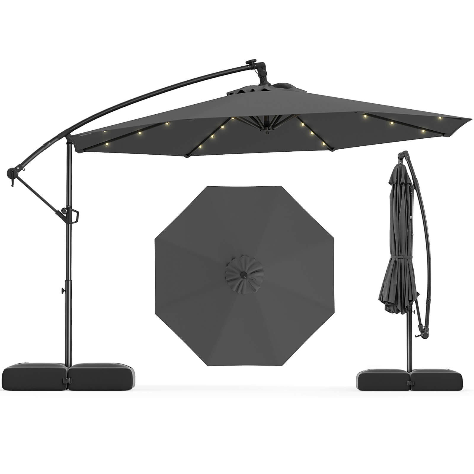 Click here for Costway 10 Ft Solar Offset Hanging Umbrella Patio... prices