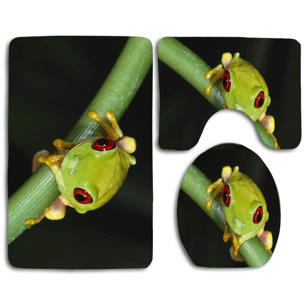 GOHAO Colorful Tree Frog 3 Piece Bathroom Rugs Set Bath Rug Contour Mat ...
