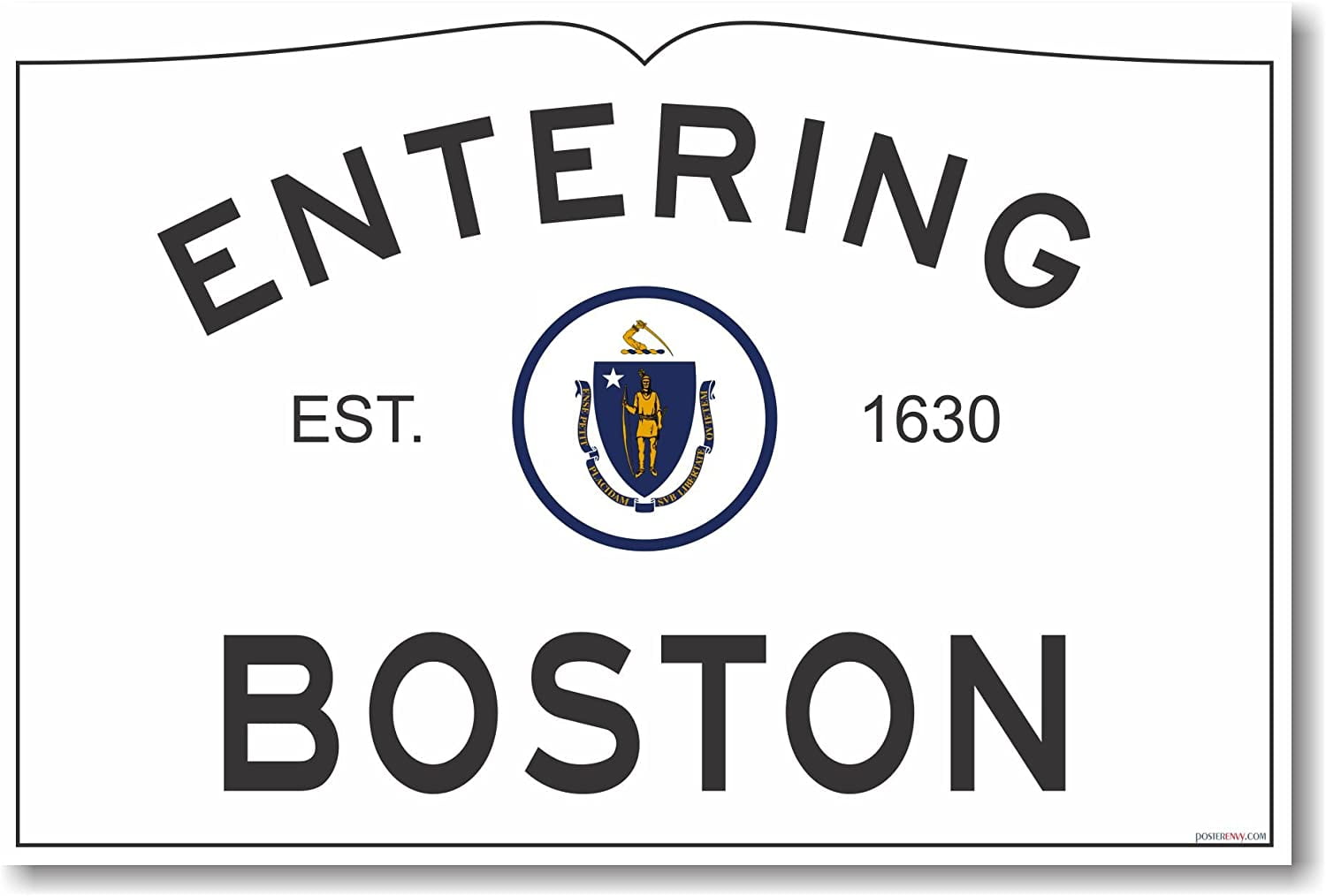 Entering Boston Road Sign - NEW World Travel Massachusetts – Poster ...