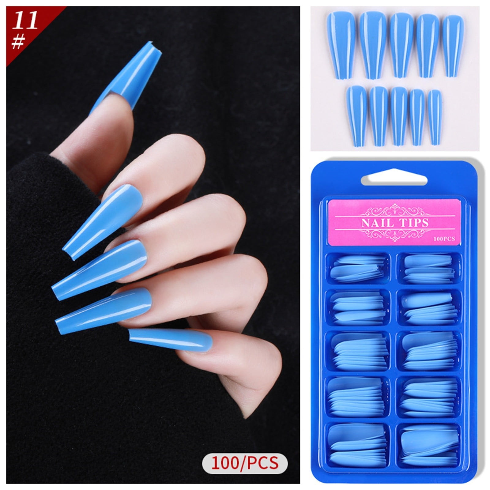 Clearance Yohome 100pcs Long Fake Nails Full Cover False Nail Coffin